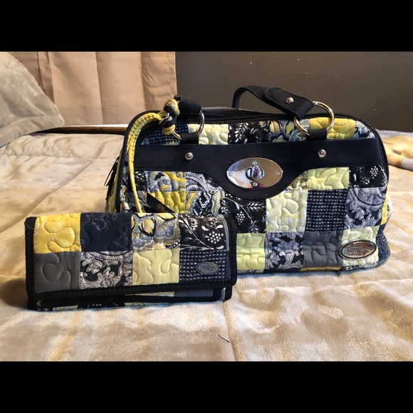 Donna Sharp | Bags | Donna Sharp Bag Wallet Set Yellowblack | Poshmark